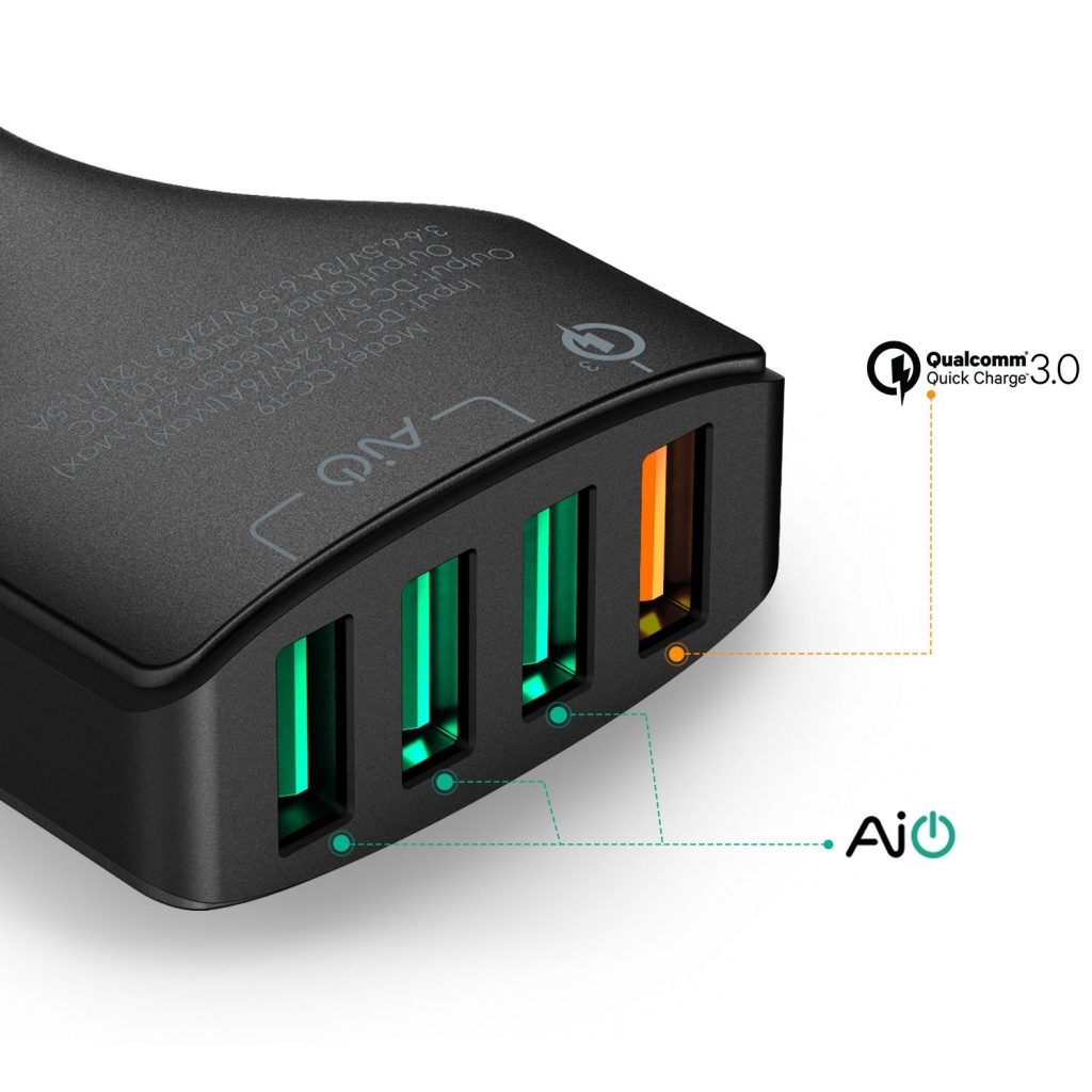 AUKEY USB adaptér do auta 4 porty quick charger CC-T9 | CEL-TEC